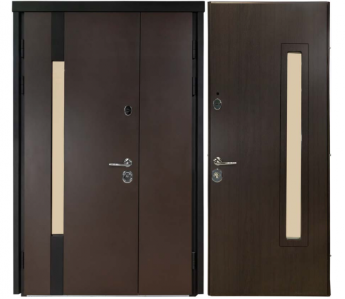 Metāla durvis TERMO HOUSE 705/428 (1200mm) Venge tumšs - Metaluks